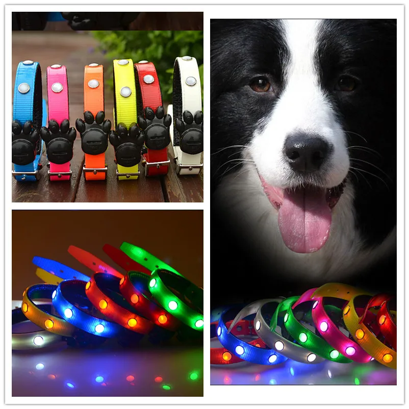 LED Dog Collar TPU luminous pet dog collar with gemstone LED dog collar ...