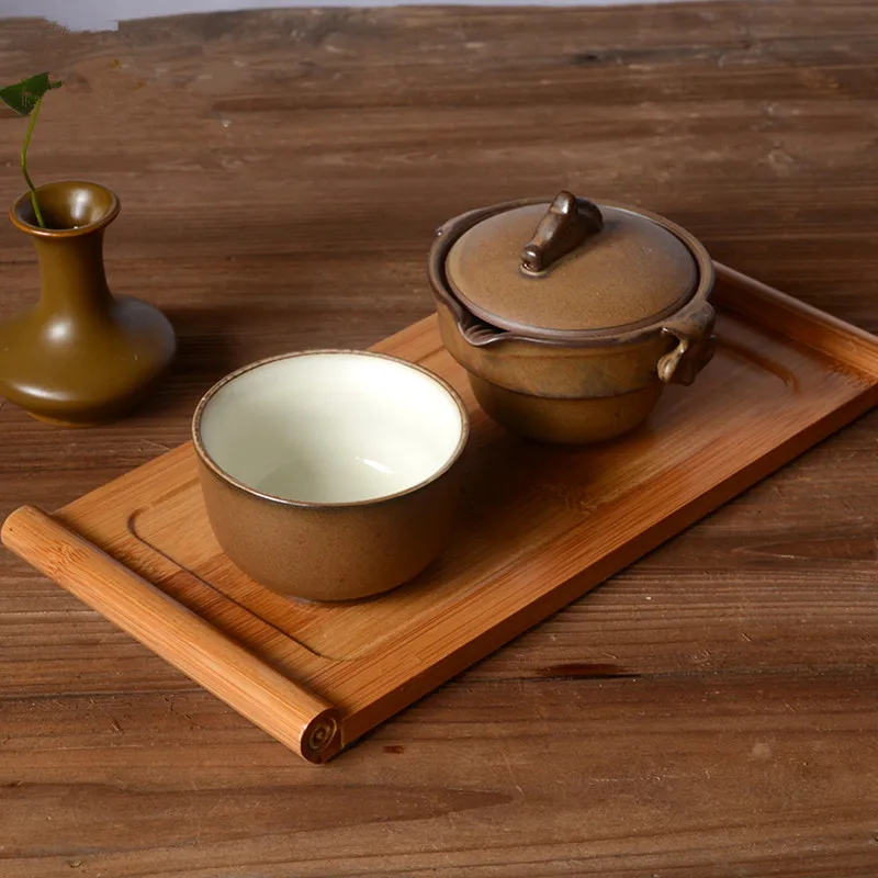 Solid Bamboo Serving Trays for Tea Ceremony Kungfu Tea Scroll Style ...