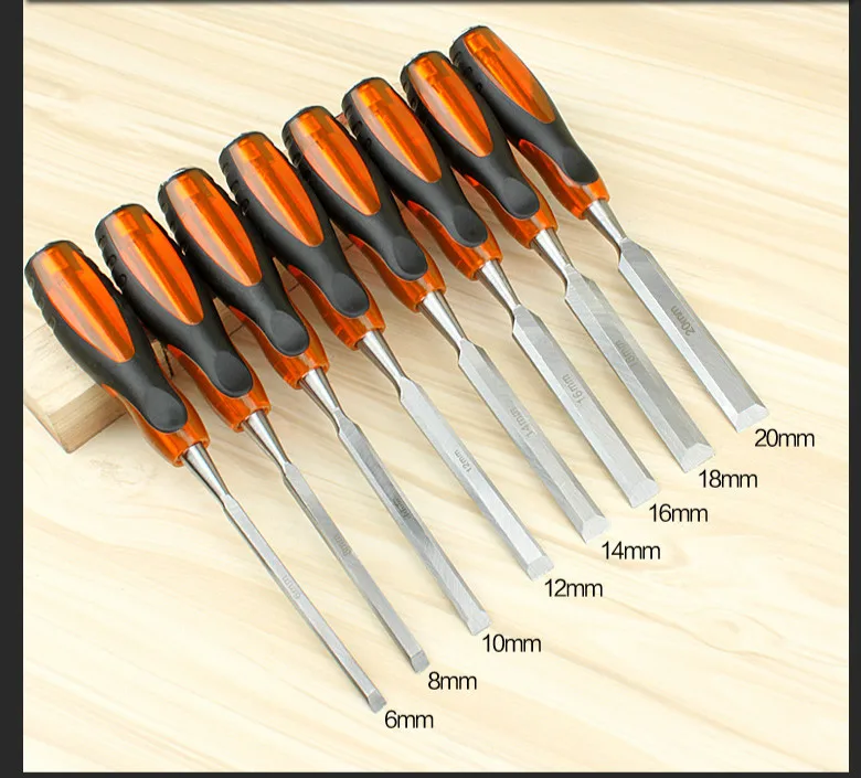 7PCS 6 20mm Wood Chisel Set Short Blade PVC Handle Soft Grip ...