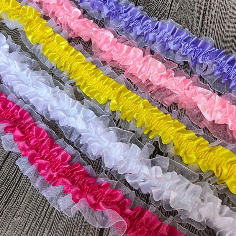 4cm Wide Ruffle Stretch Lace Ribbon DIY Handmade Accessories Craft ...