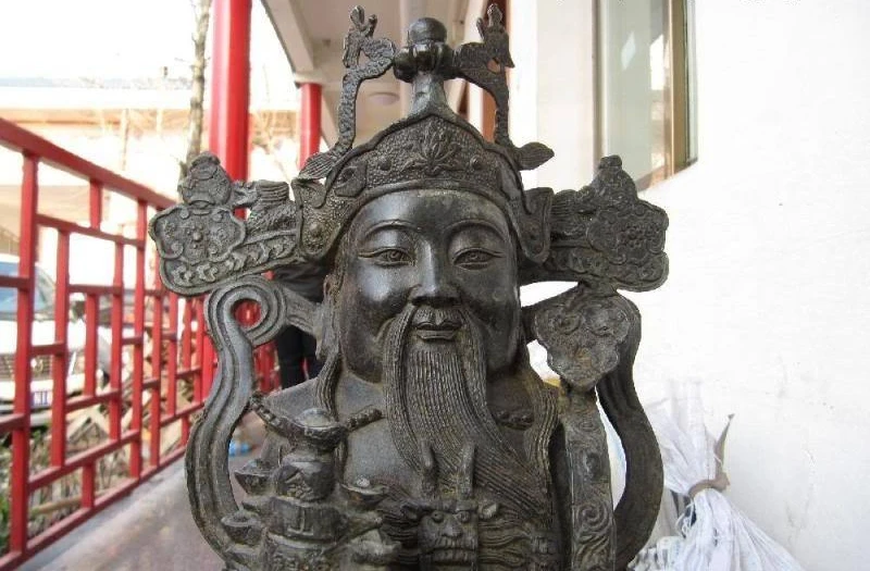 15"China Buddhism Folk Fane Bronze Copper plutus God of wealth Buddha ...