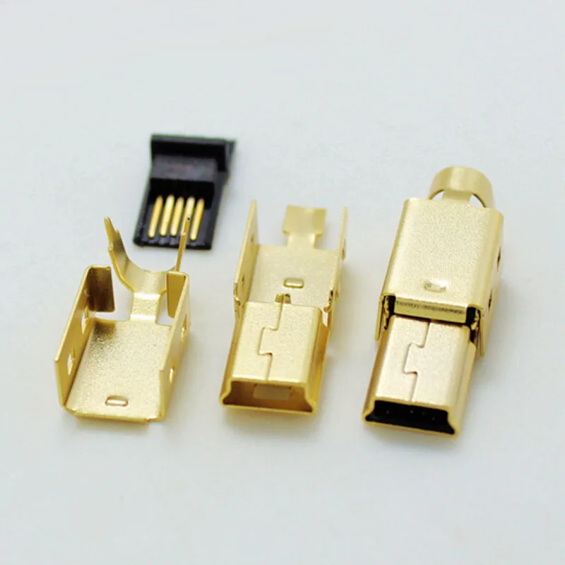 2set High quality 3 IN 1 MINI USB Gold Plating Male Plug DIY mini USB ...