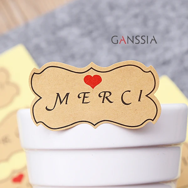 80pcs/lot Kraft Stickers French "merci" Gift Seal Sticker Baking ...