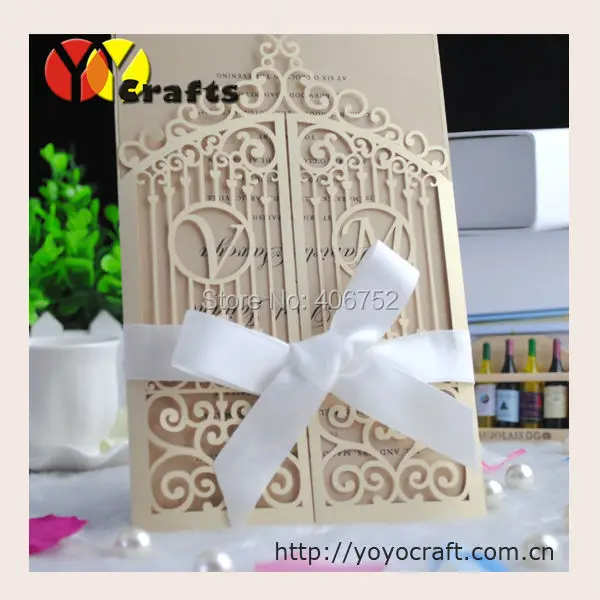 Folding wedding invitation cards elegant gate design Laser cut Wedding ...