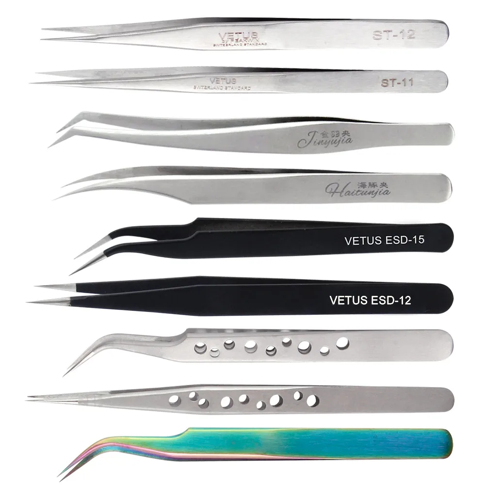 VETUS Eyelash Extensions Tweezers Volume Pincet Rainbow Tweezers Lash ...