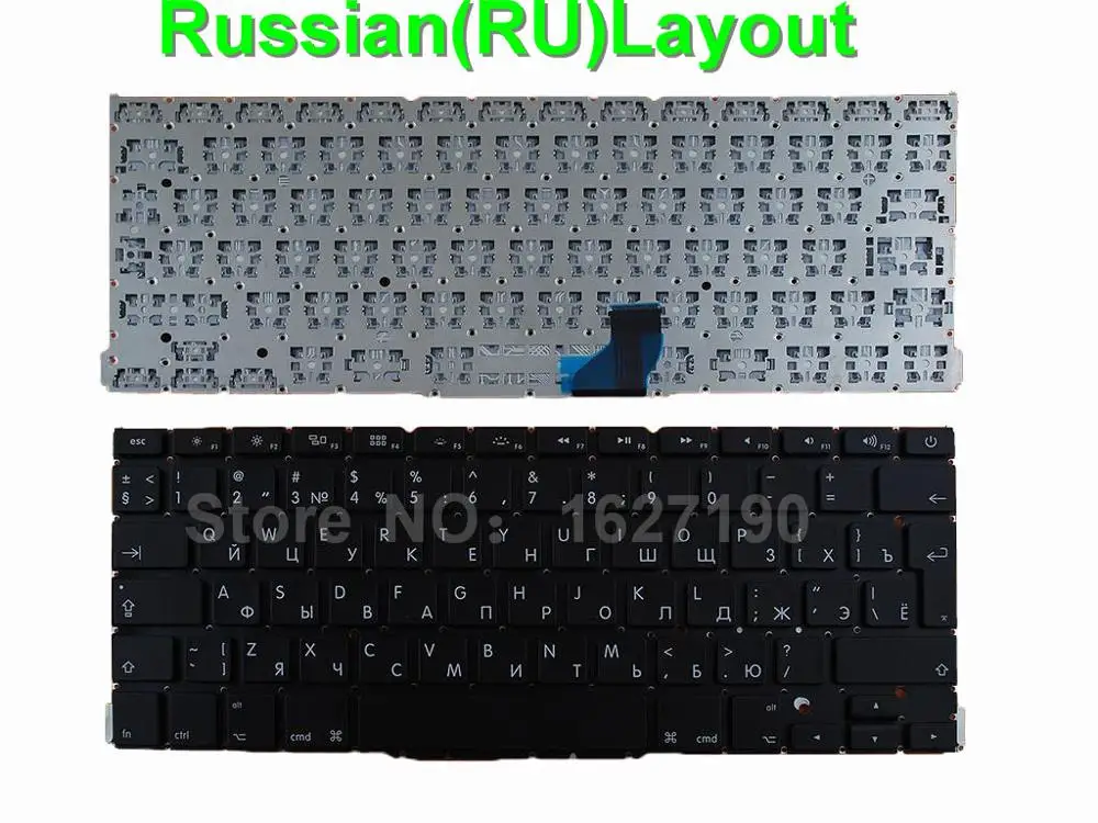 New RU Russian Keyboard for APPLE Macbook Pro A1502 BLACK for Backlit ...