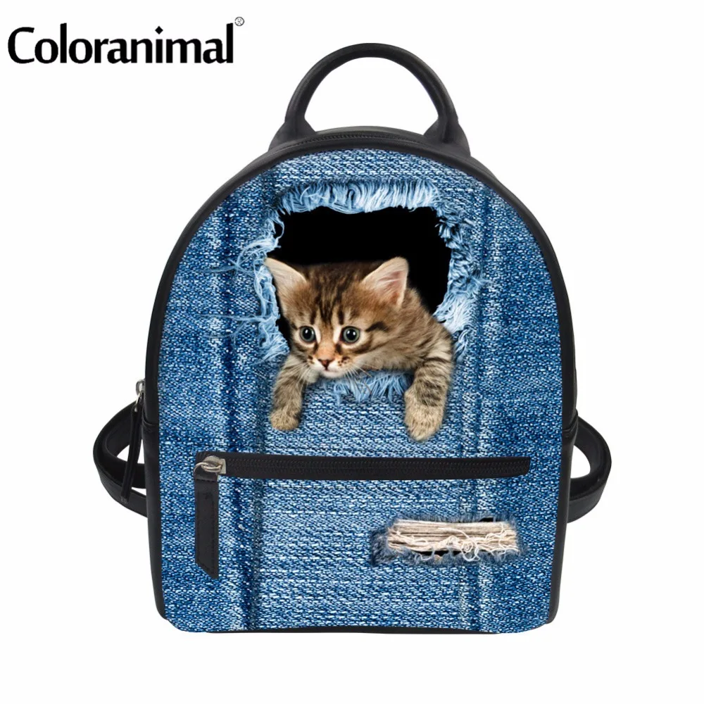 Coloranimal Women Fashion Shoulder Book Bags Cute Animal Cat Dog ...