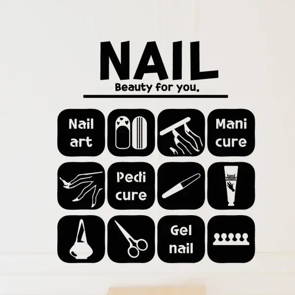 Nail Wall Sticker Manicure Polish Scissors Nail Art Sign Mural Art Wall ...