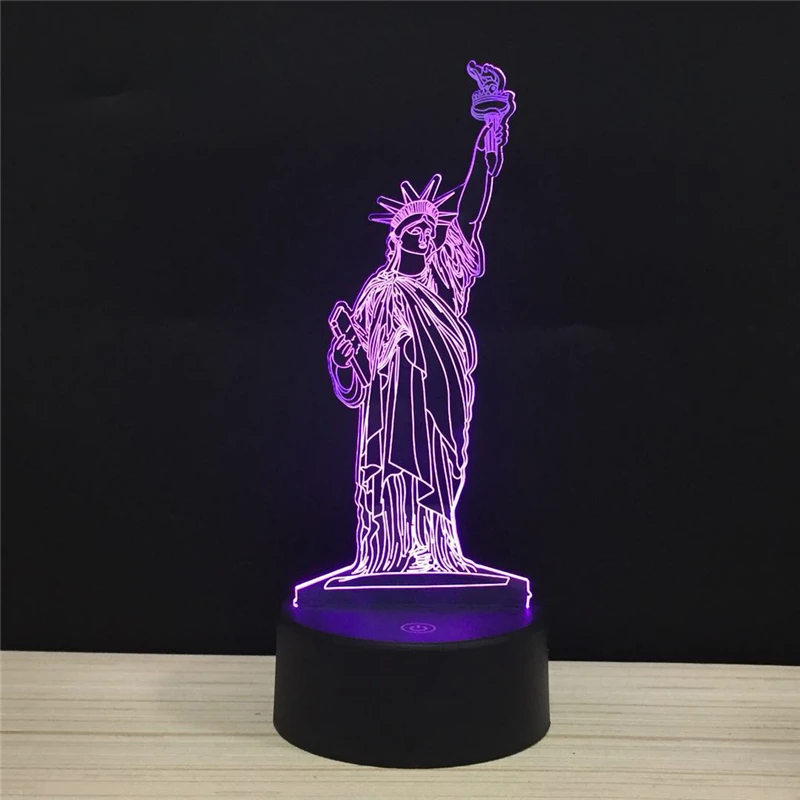 3D Night light Famous building Egyptian Pyramids LED Statue-of-Liberty ...