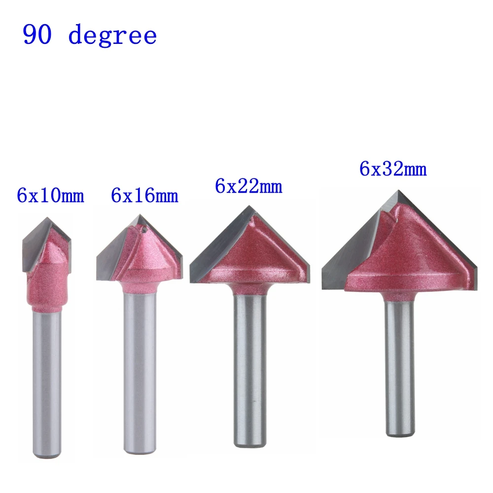 4pc 90 Degree 6mm V Bit Cnc Solid Carbide End Mill 3d Router Bits For ...