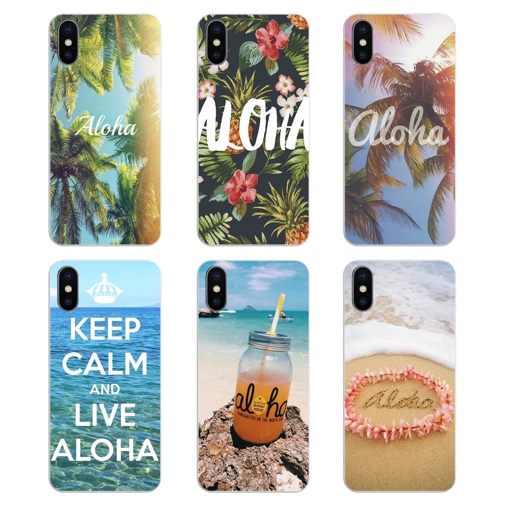 Flower Aloha Palm Trees Beach Art For Apple iPhone 4 4S 5 5S 5C SE 6 6S ...