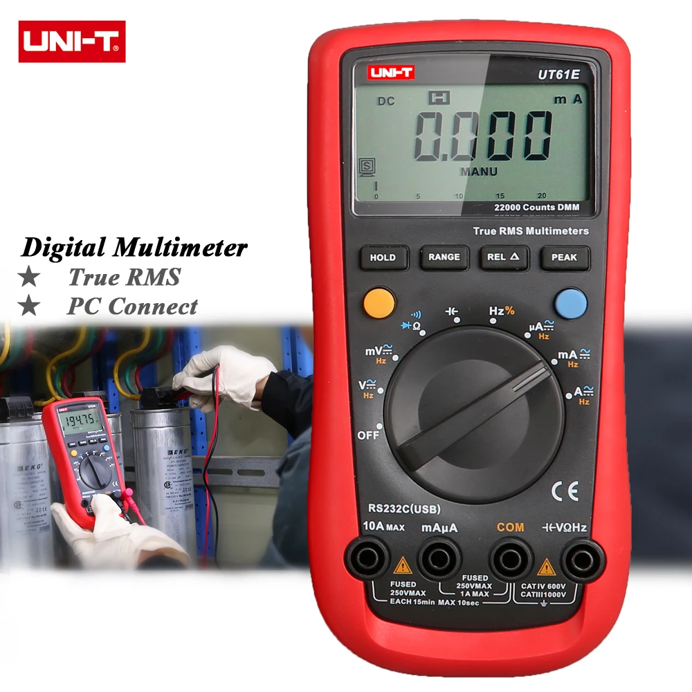 מוצר - UNI-T UT61E High Reliability Digital Multimeter PC Connect AC DC ...