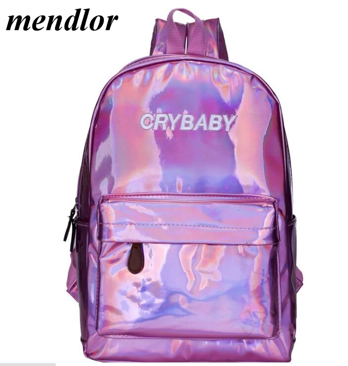 Mini Travel Bags Silver Blue Pink Laser Backpack Women Girls Bag PU ...