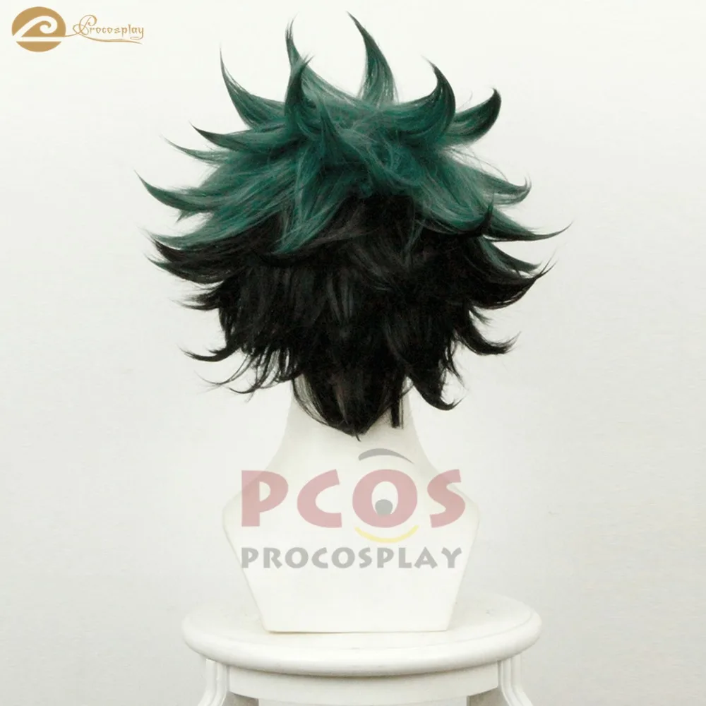 Hero Academia Deku cosplay short mess of fluffy dark green hair with ...