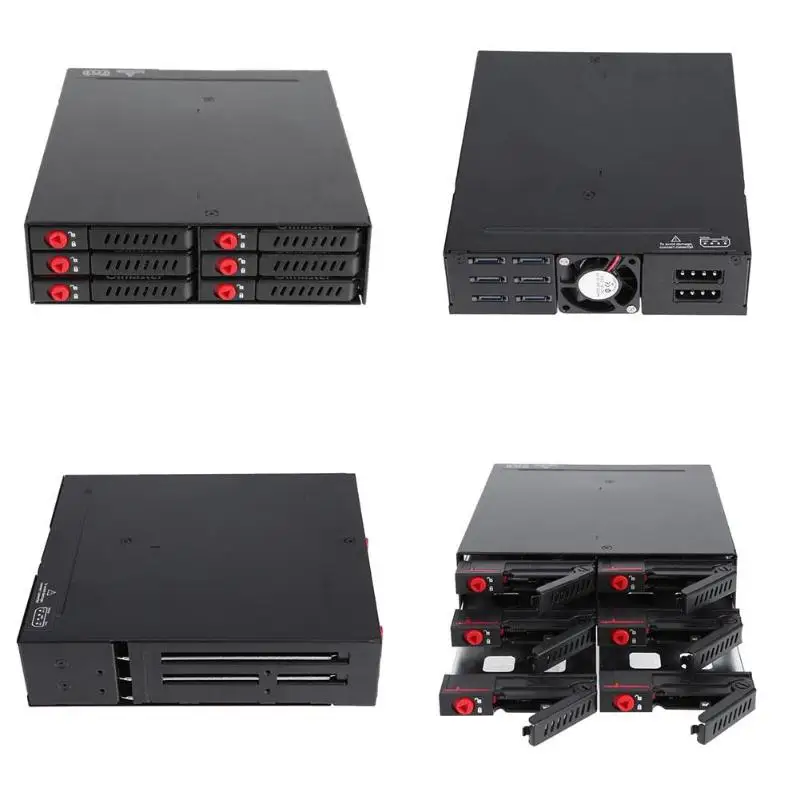 6 Bay Hard Disk Enclosure Rack Data Storage for 2.5inch SATA SSD HDD ...