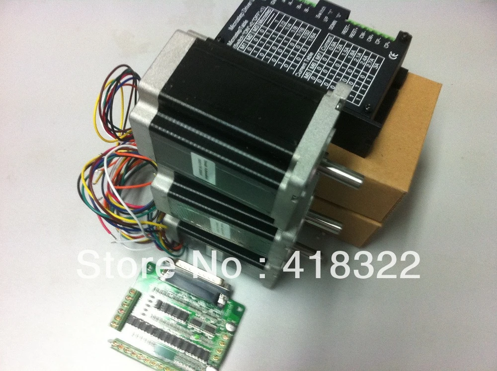CNC hybrid stepper motor 3.1Nm 434oz.in x 3 + microsteps driver x3 ...