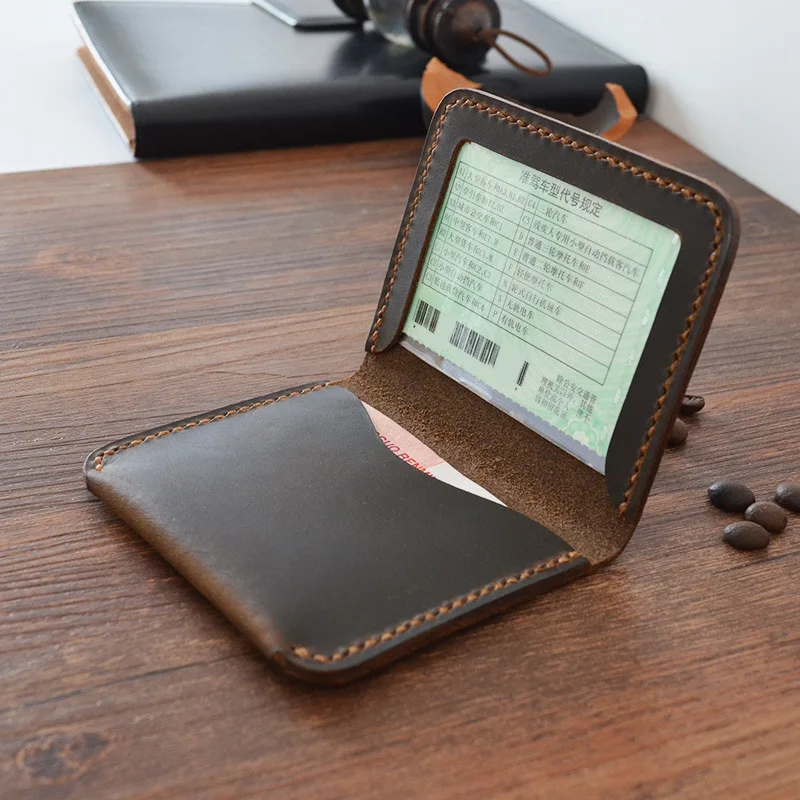 Personality Design Handmade Driver License Holder Top Cow Leather ...