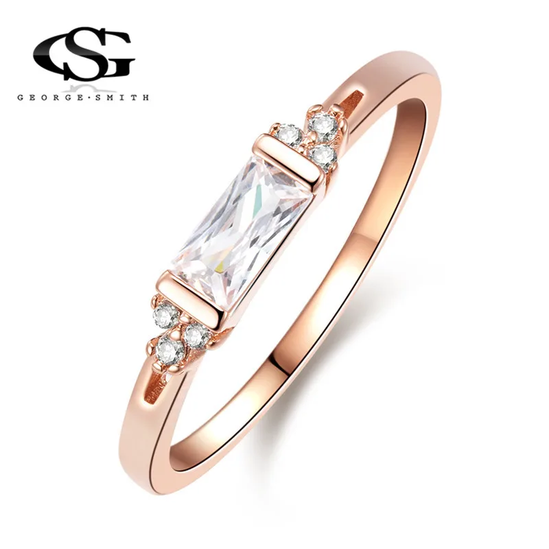 GS Simple Geometric Zircon Rings For Women Rose Gold Wedding Crystal ...