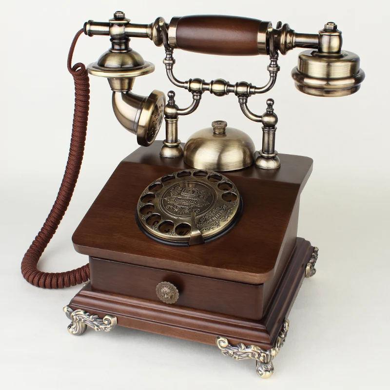 Madeira maciça antigo telefone fixo girar o número rústico casa ...