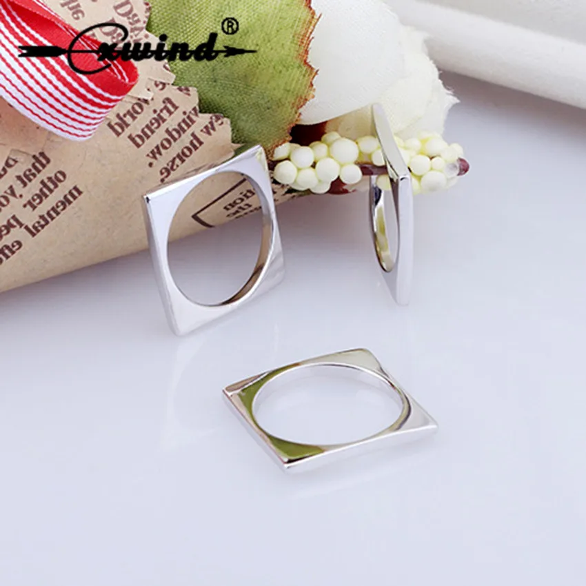 Cxwind Fashion Geometric Square Shape Ring Jewelry Hollow Round Rings ...