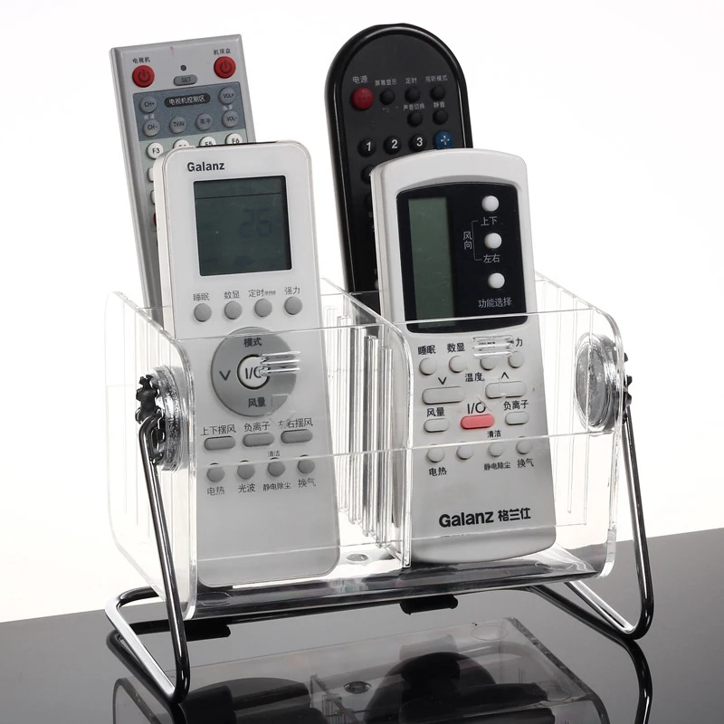 6 Grid Transparent Acrylic Remote Controller Organizer Holder 360 ...