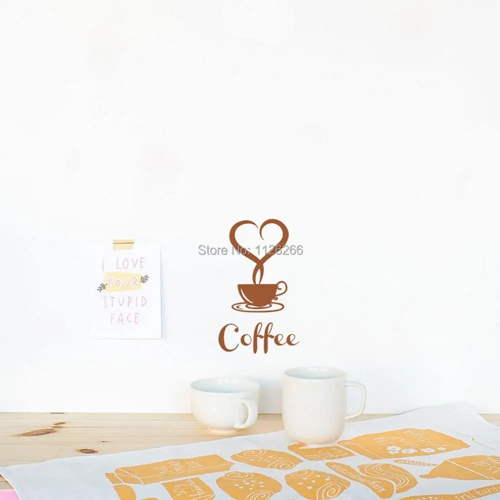 Coffee Cup Vinyl Wall Sticker Coffee shop Restaurant wall decor decals ...