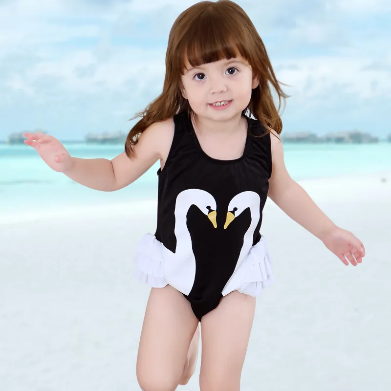 Baby Girl Swimwear Kids Swimmers For Little Girls Cute Swan One Piece ...