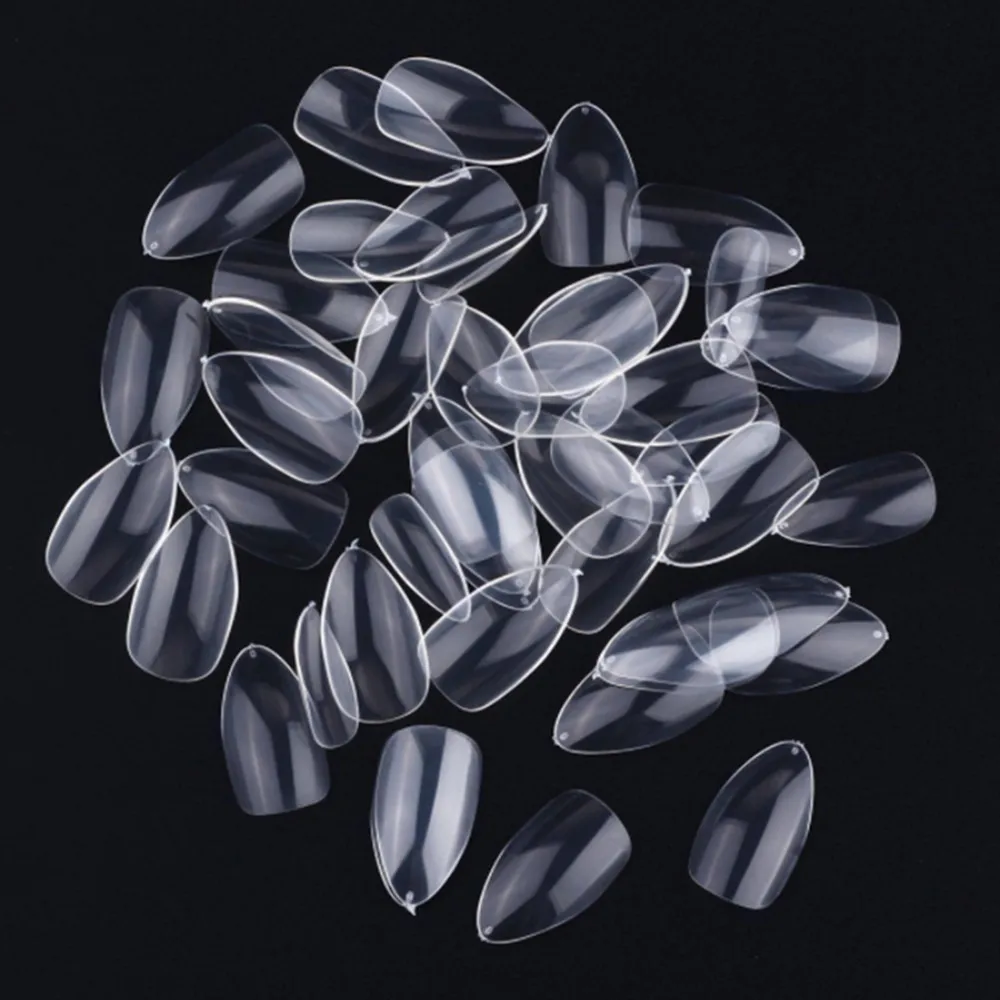 Makartt 500 Pcs Short Stiletto Clear Sharp Ending Full Cover Clear