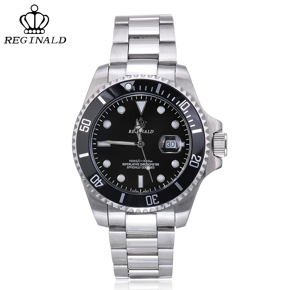 REGINALD Brand Quartz Watch Men Display Date Watches 316L Stainless ...