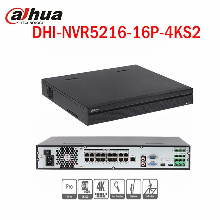 Dahua 4K 16CH POE NVR NVR5216 16P 4KS2 1U 2SATA H.265 Onvif HD Alarm Playback Detection Up 12MP ...