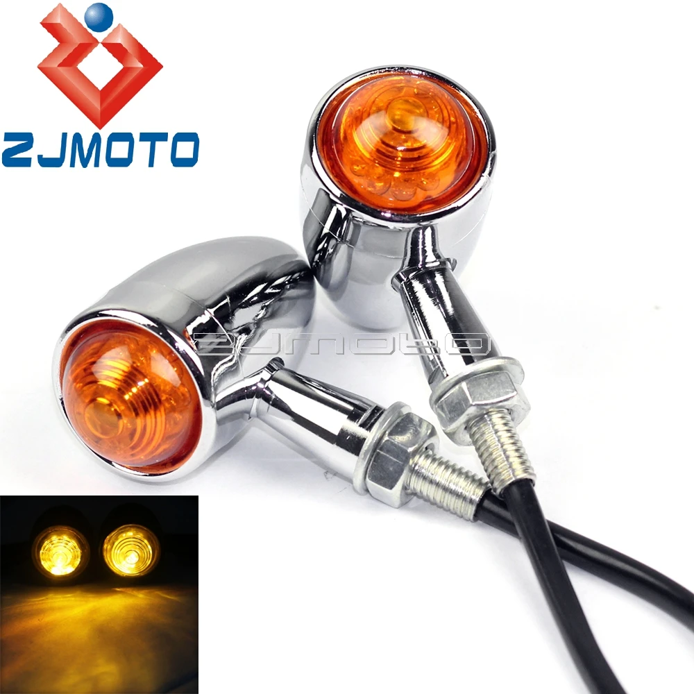 Chrome Motorcycle Bullet Turn Signal Light 12V Motorcycle Turn Signals ...