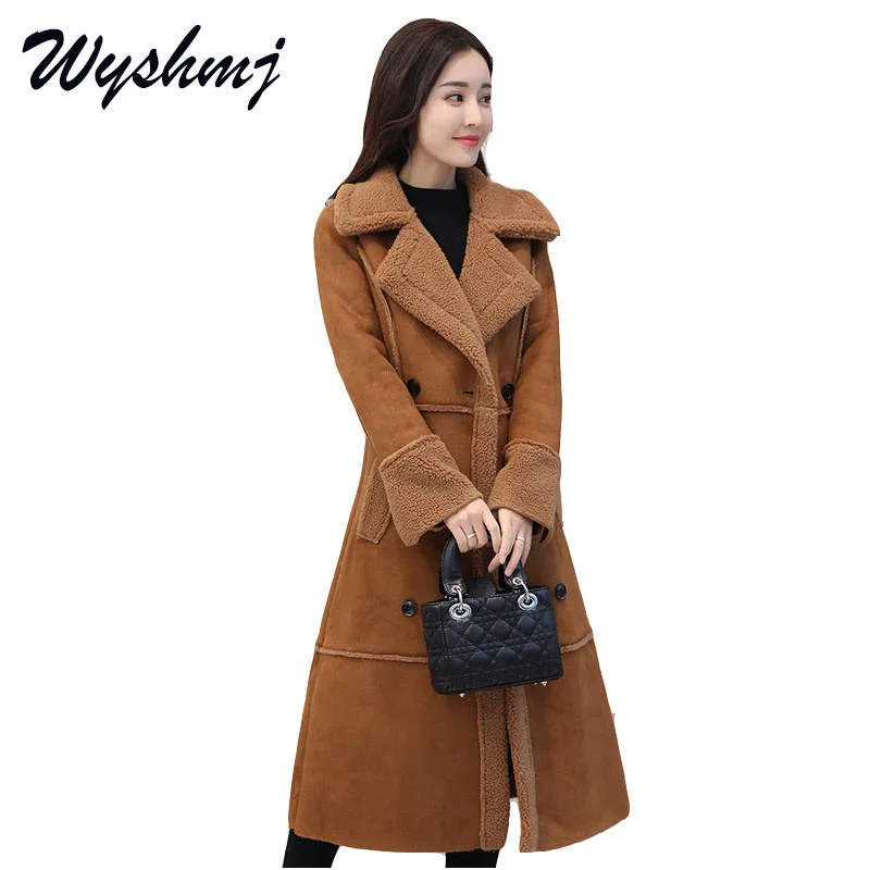 2017 New Women Winter Fleece Lamb Wool Coat Autumn Long Patchwork