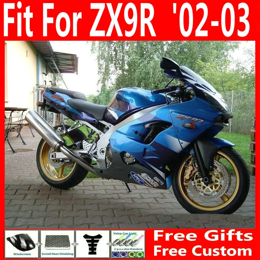 Top selling plastic fairing kit for Kawasaki Ninja ZX9R 02 03 blue ...