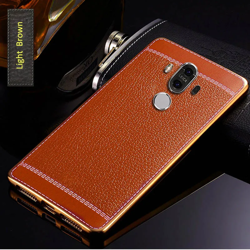 Luxury Litchi Grain PU Leather Cover For Huawei Mate 9 Case TPU Soft ...