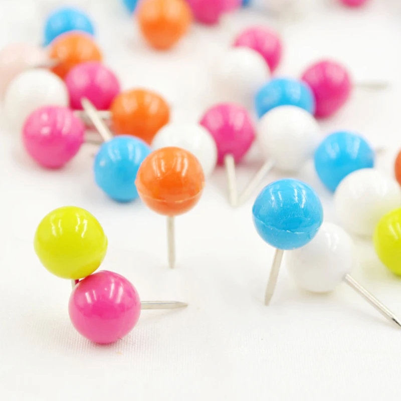 100pcs Office Paper Pins Candy Colors Push Pins Thumb Tack Message ...