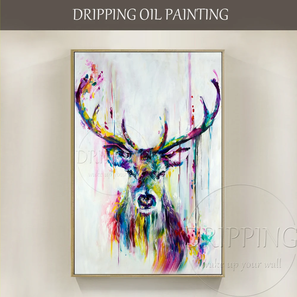 Rich Colors Hand painted High Quality Abstract Stag Oil Painting on ...