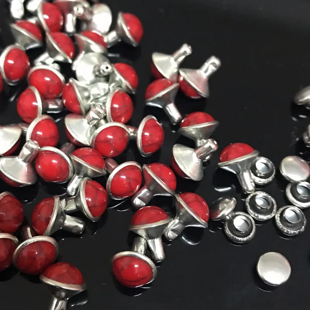 New-Coming-DIY-100PCS-6-8MM-Accessories-Red-Turquoise-Rivets-Crack ...