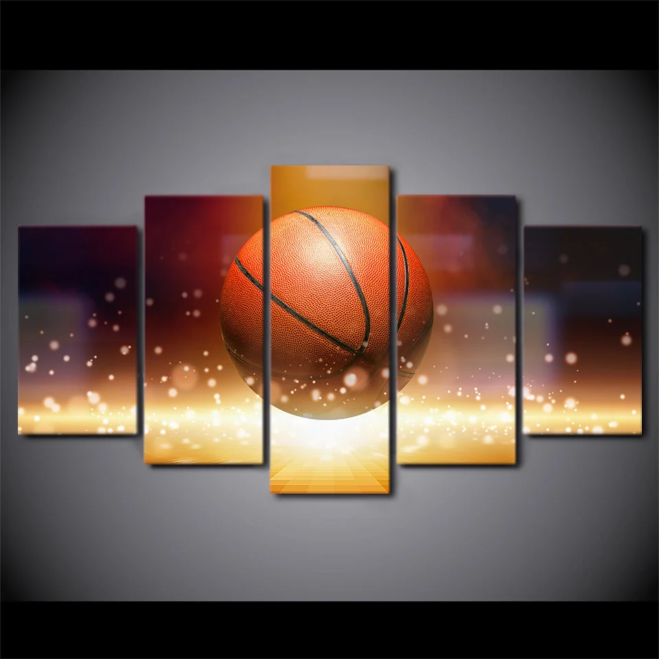 Posters Framework Living Room Hd Printed Painting 5 Panel Basketball ...