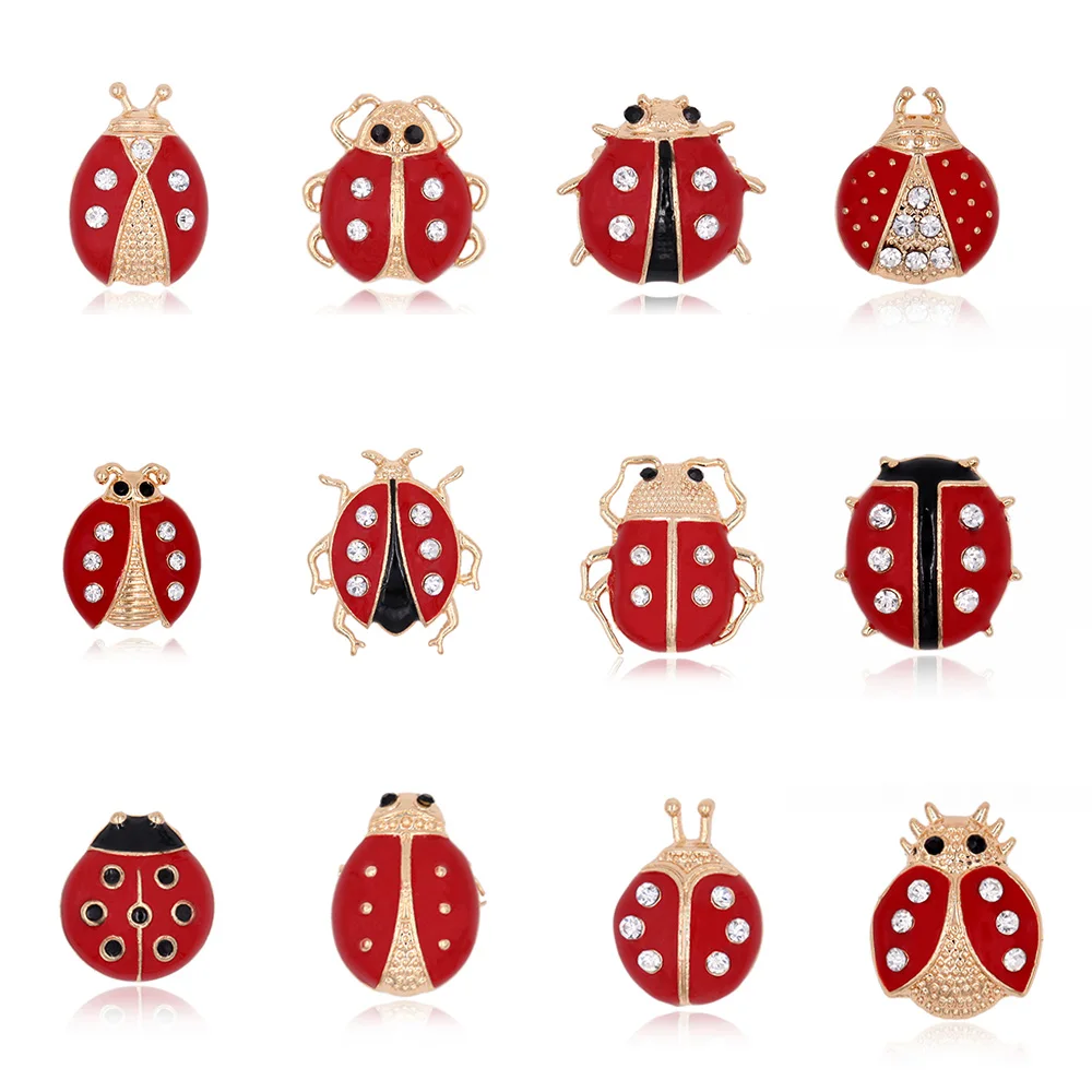 Enamel Small Ladybug Insect Brooch Pin Crystal Metal Women Fashion ...
