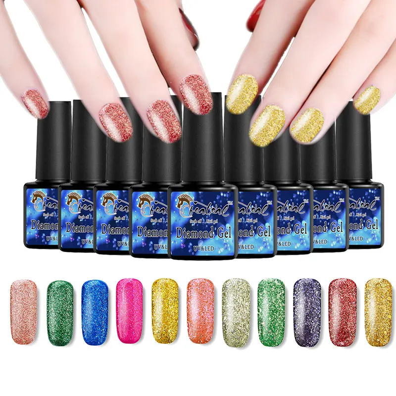 Beateal Diamond Gel Nail Super Shining UV Gel Polish 8ml Diamond ...