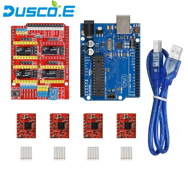 4 x A4988 Stepper Motor Driver with Heat Sink + UNO R3 Board + CNC ...