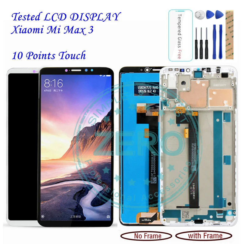 Test For Xiaomi Mi Max 3 LCD Display + Frame 10 Touch Panel Screen For ...