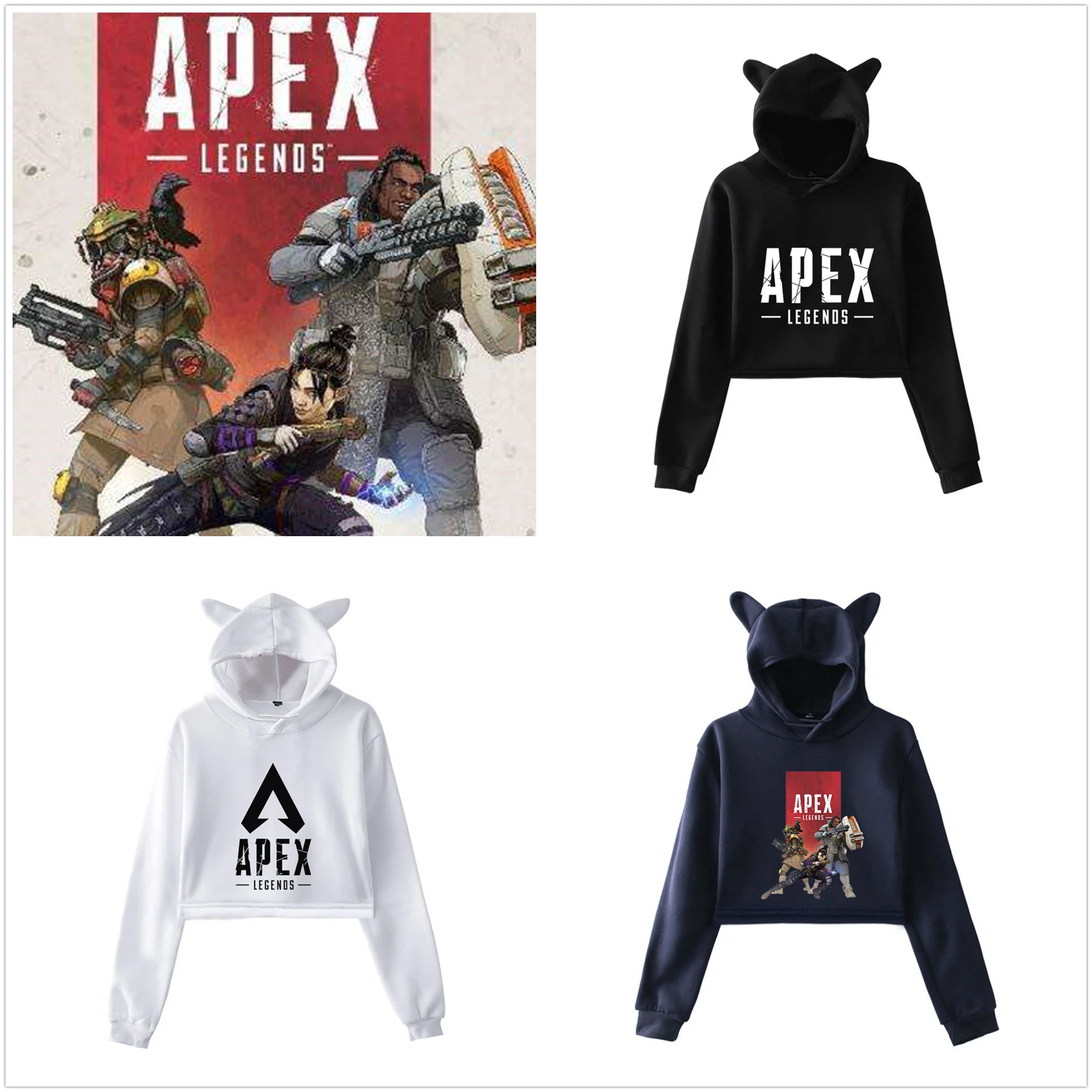 2019 NEW DESIGN Apex Legends Women Fashion Cute Cat Ears Long Sleeve ...