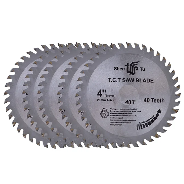 5Pcs 4 Inch 40 Teeth TCT Hard Soft Wood Woodworking Circular Saw Blade ...