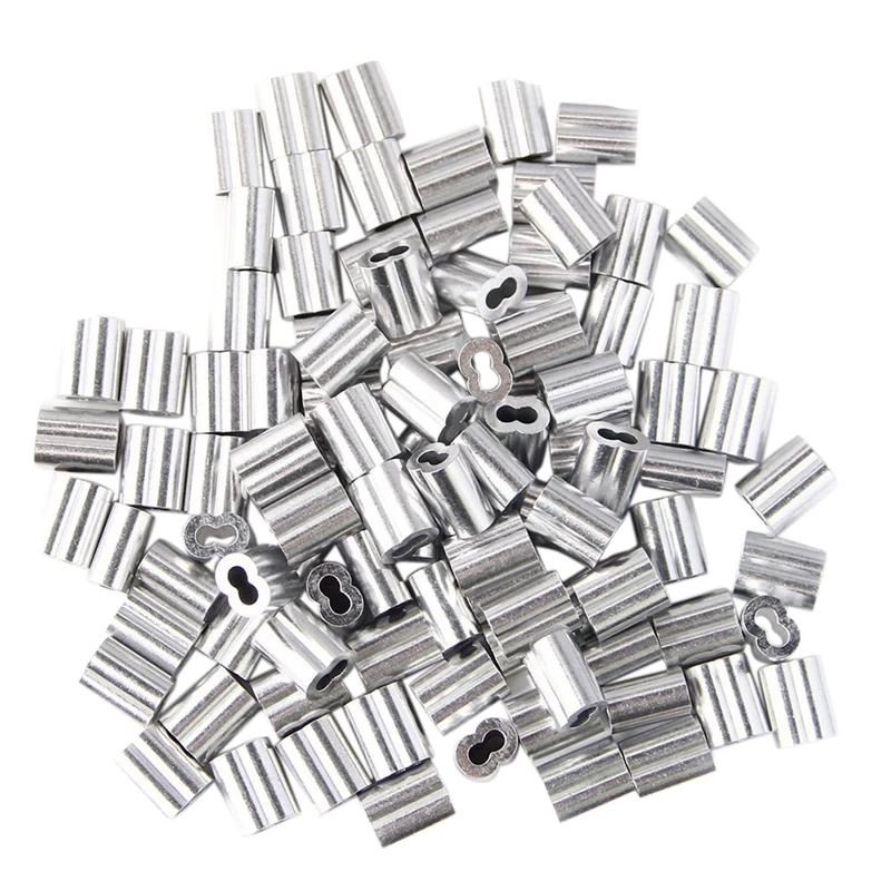 100pcs Aluminum Crimping Loop Sleeve for 3mm Diameter Wire Rope and ...