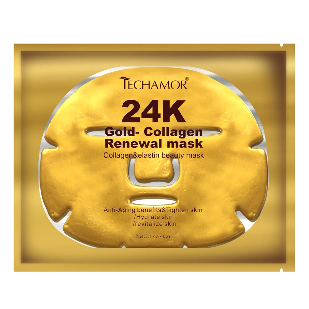 10pcs/pack Gold Bio Collagen Facial Mask Depth Replenishment Crystal ...