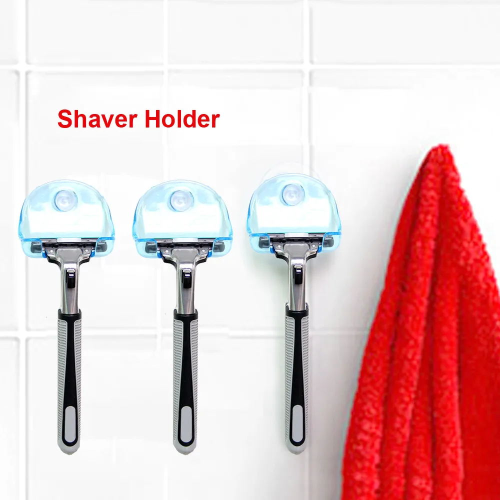 Bathroom Shelves Plastic Shaver Holder Washroom Wall Sucker Suction Cup ...