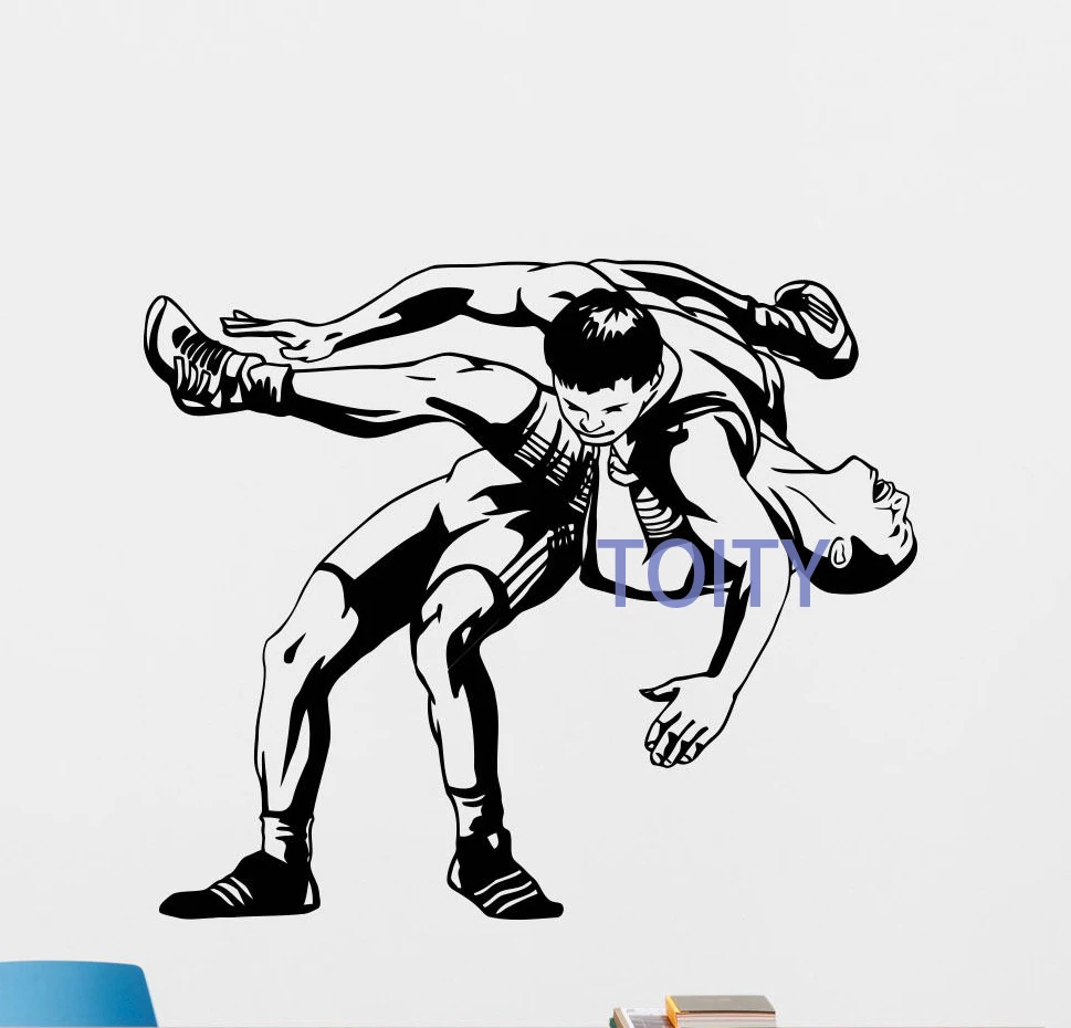 Wrestling Wall Decal Fighting Sport Vinyl Sticker Gym Decor Mural ...