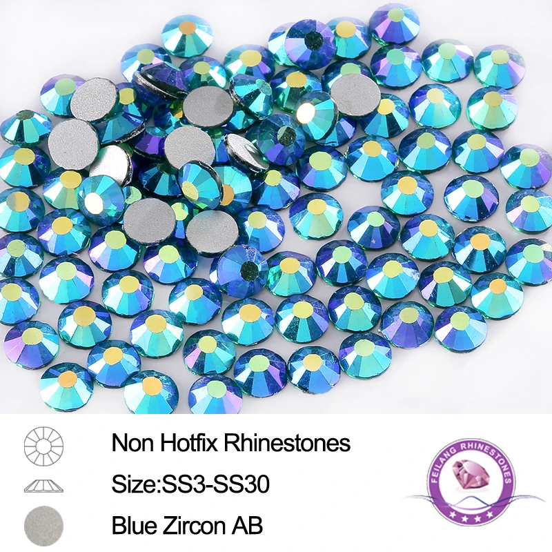 Glass Strass Blue Zircon AB SS3 To SS30 288 1440pcs Non Htfix Nail Art ...