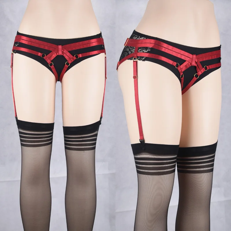 Jlx 하네스 레드 에로틱 킨키 팬티 페티쉬 크로치리스 하네스 란제리 레이브웨어 섹시한 다리 가터 허벅지 하네스